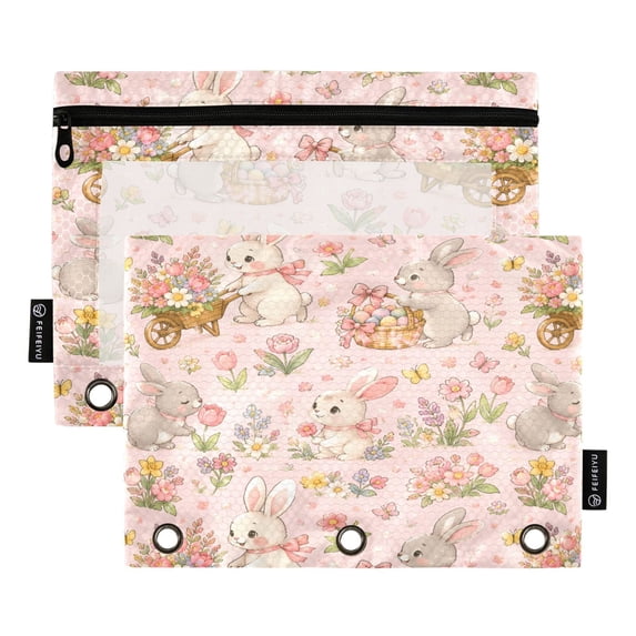 2 Pack 3 Ring Binder Pouch with Clear PVC Window Water Resistant Zipper ...