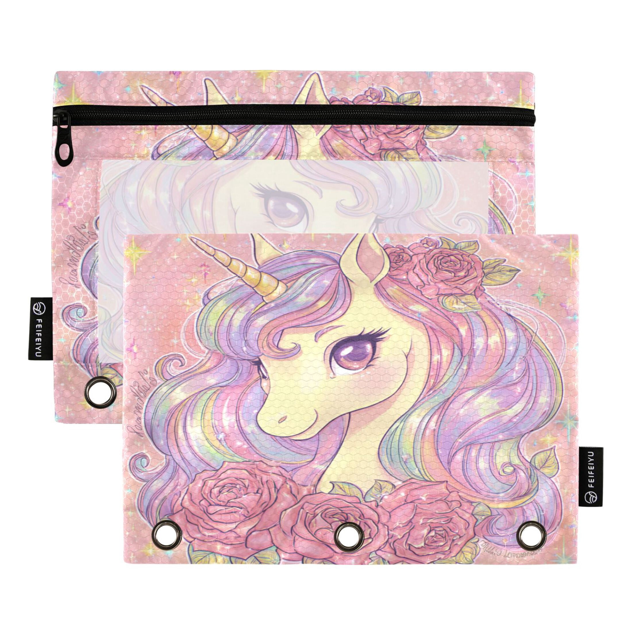 2 Pack 3 Ring Binder Pouch with Clear PVC Window Water Resistant Zipper ...