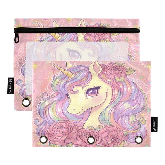 2 Pack 3 Ring Binder Pouch with Clear PVC Window Water Resistant Zipper ...