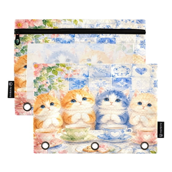 2 Pack 3 Ring Binder Pouch with Clear PVC Window Water Resistant Zipper ...