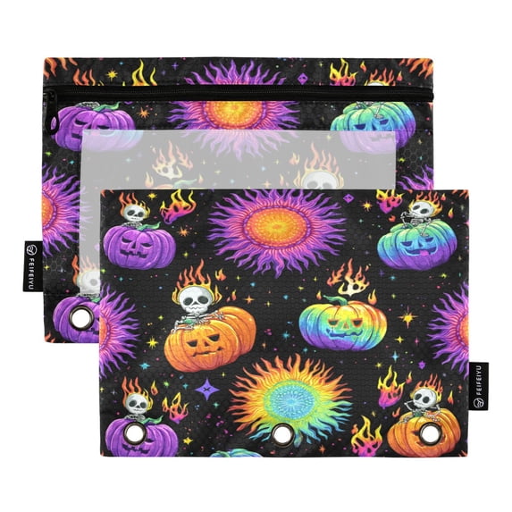 2 Pack 3 Ring Binder Pouch with Clear PVC Window Water Resistant Zipper ...