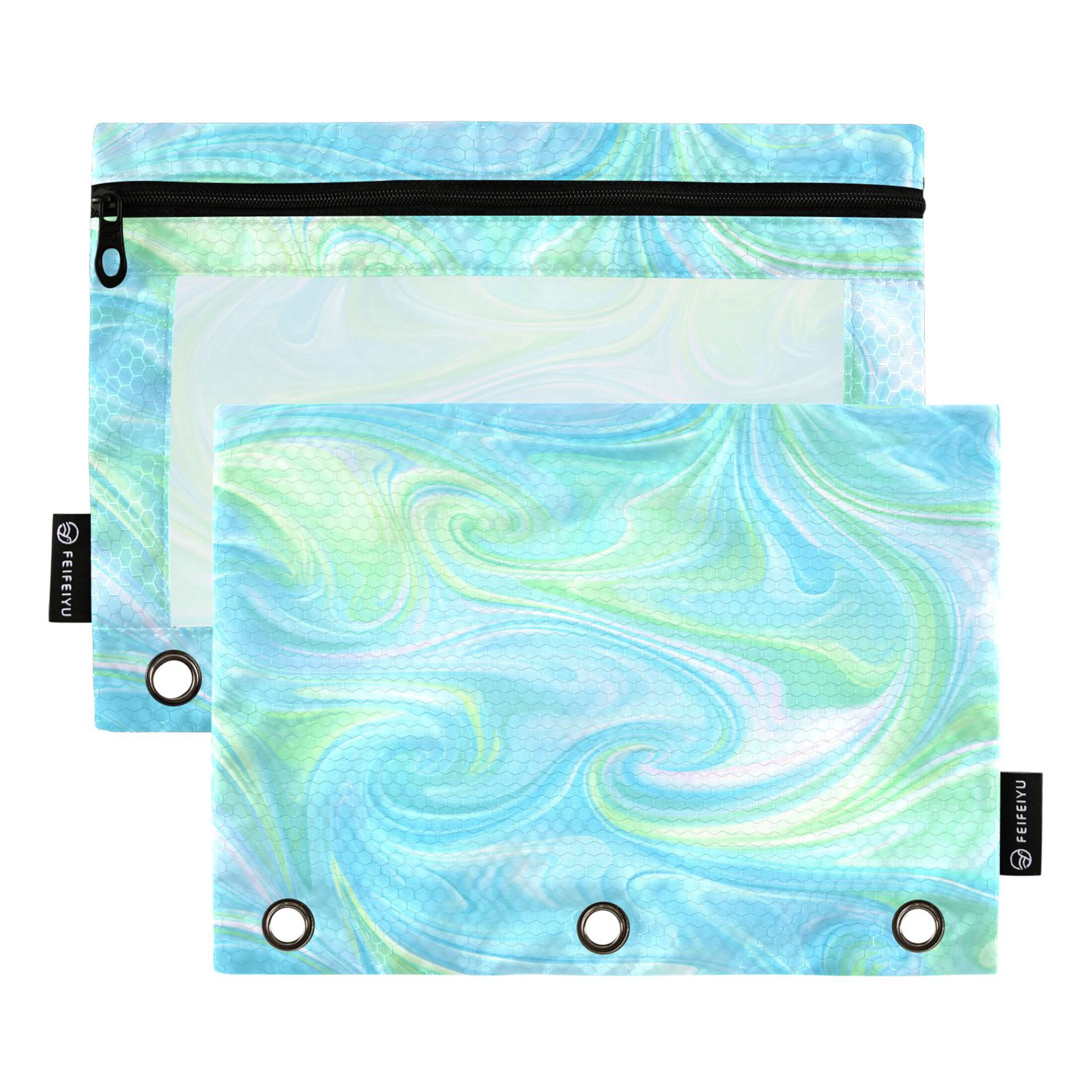 2 Pack 3 Ring Binder Pouch with Clear PVC Window Water Resistant Zipper ...