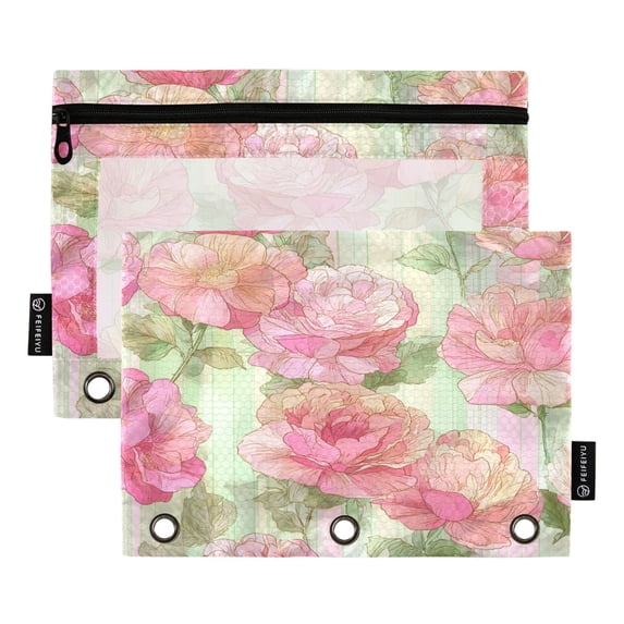 2 Pack 3 Ring Binder Pouch with Clear PVC Window Water Resistant Zipper ...