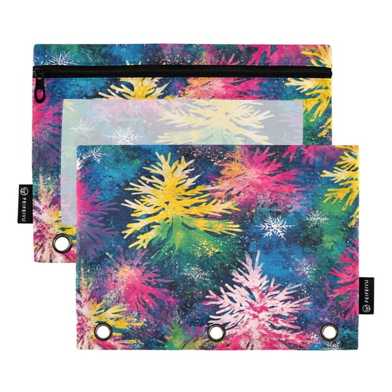 2 Pack 3 Ring Binder Pouch with Clear PVC Window Water Resistant Zipper ...