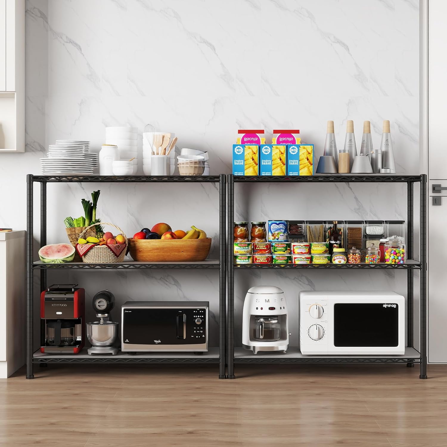 2-Pack 3-Shelf Shelving Unit with 3-Shelf Liners, 36" W X 16" D X 36" H ...