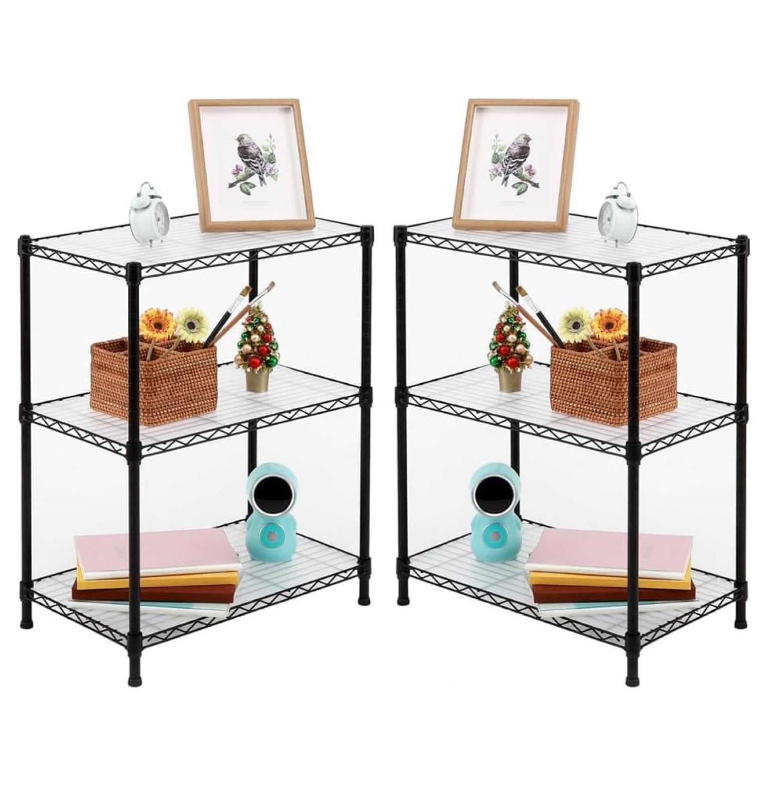 2-Pack 3-Shelf Shelving Unit with 3-Shelf Liners, Adjustable Rack ...