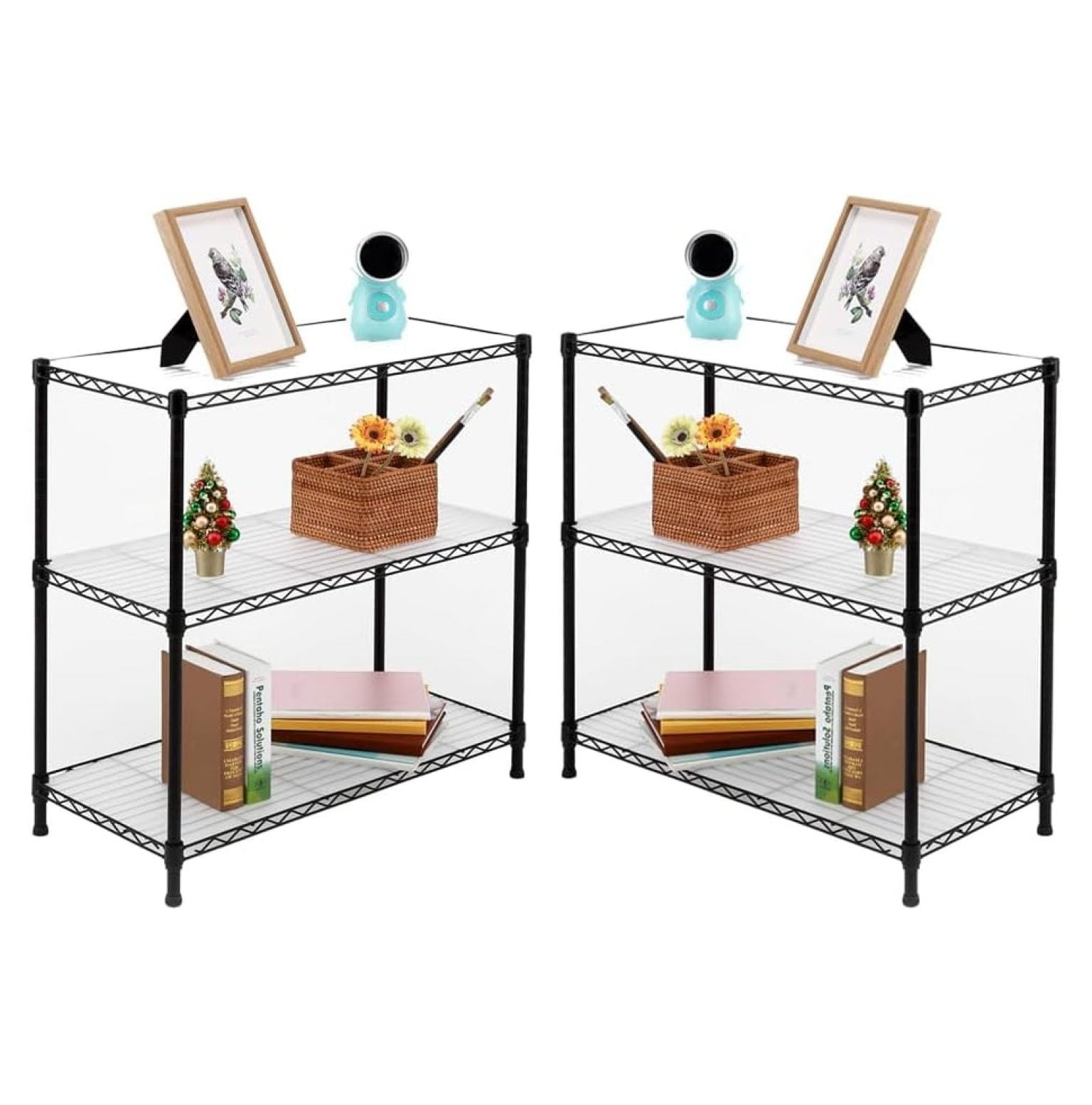 2-Pack 3-Shelf Shelving Unit with 3-Shelf Liners, Adjustable Rack ...