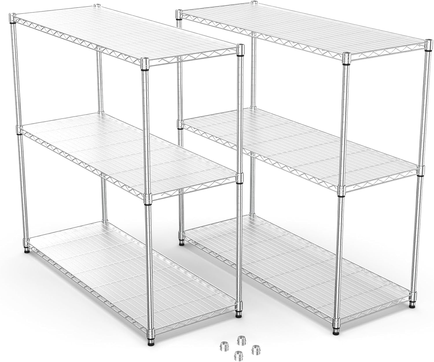 2 Pack 3-Shelf Shelving Unit with Liners Heavy Duty Storage Shelving ...