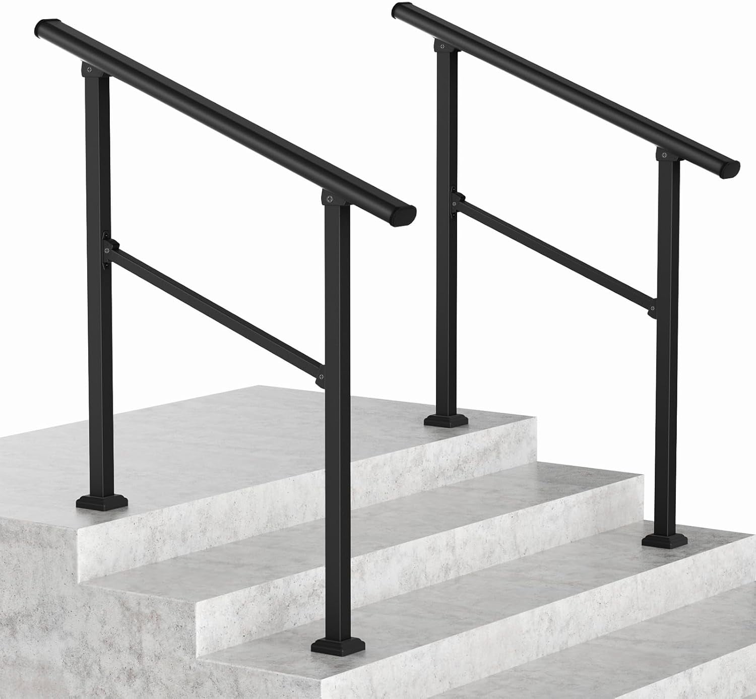 2 Pack 3 Step Hand Rails for Outdoor Steps, Wrought Iron Railing ...