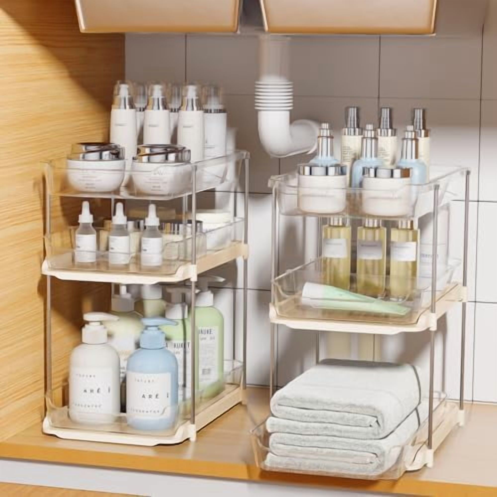 2 Pack 3-Tier Bathroom Under Sink Organizers and Storage, Multi-Purpose ...