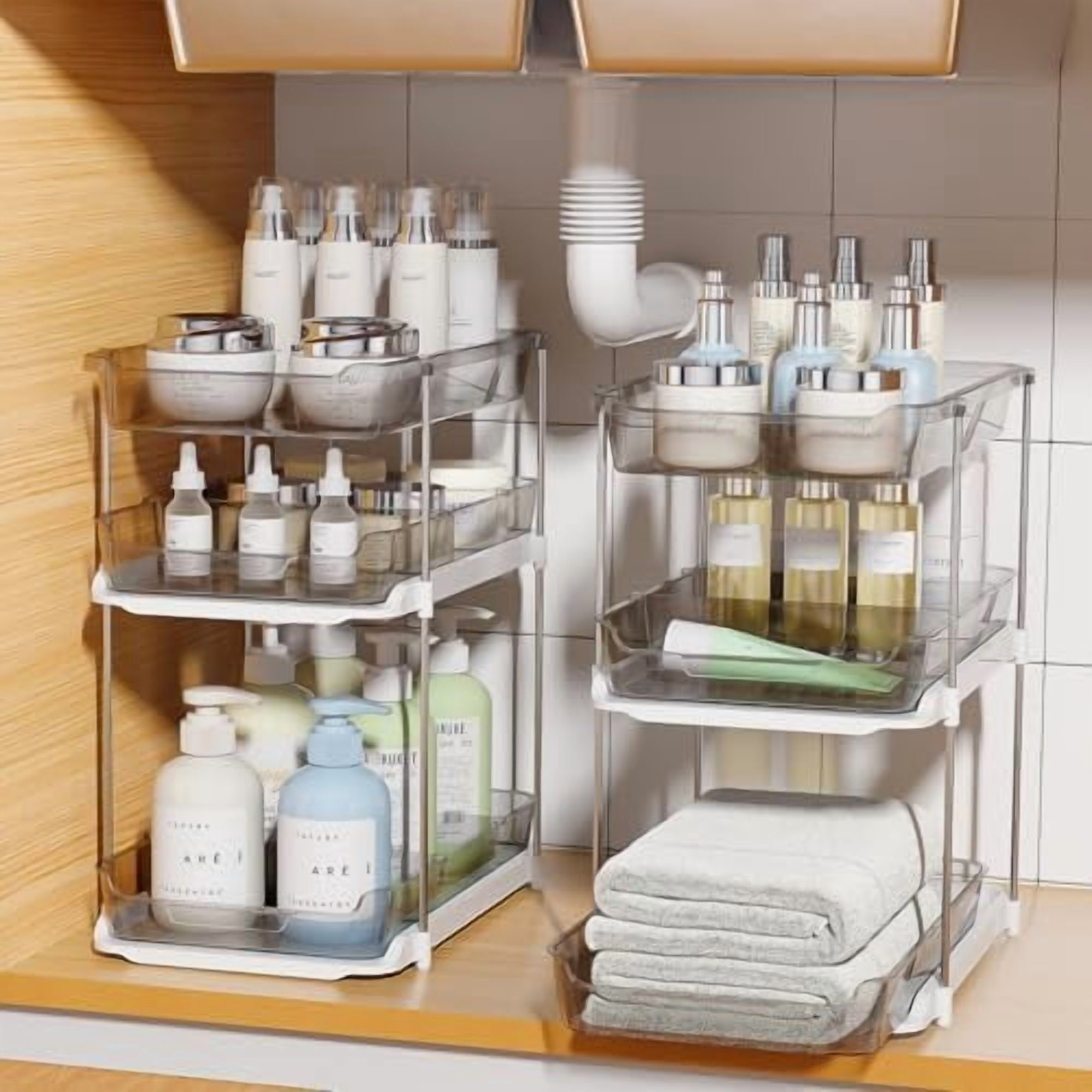2 Pack 3-Tier Bathroom Under Sink Organizers and Storage, Multi-Purpose ...