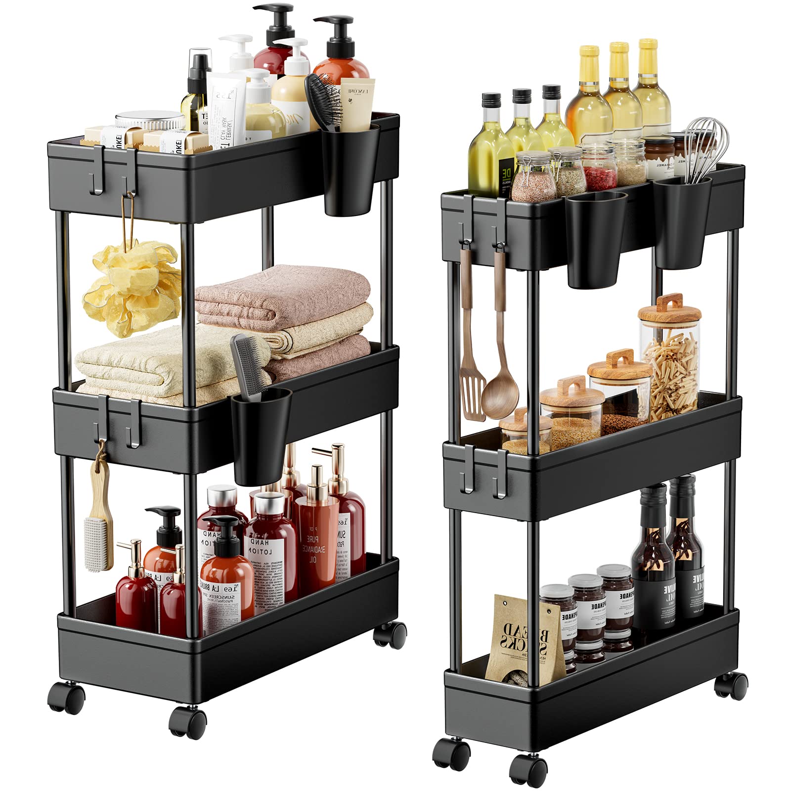 Costway 5 Tier Storage Rack Trolley Cart Home Kitchen Organizer Utility ...