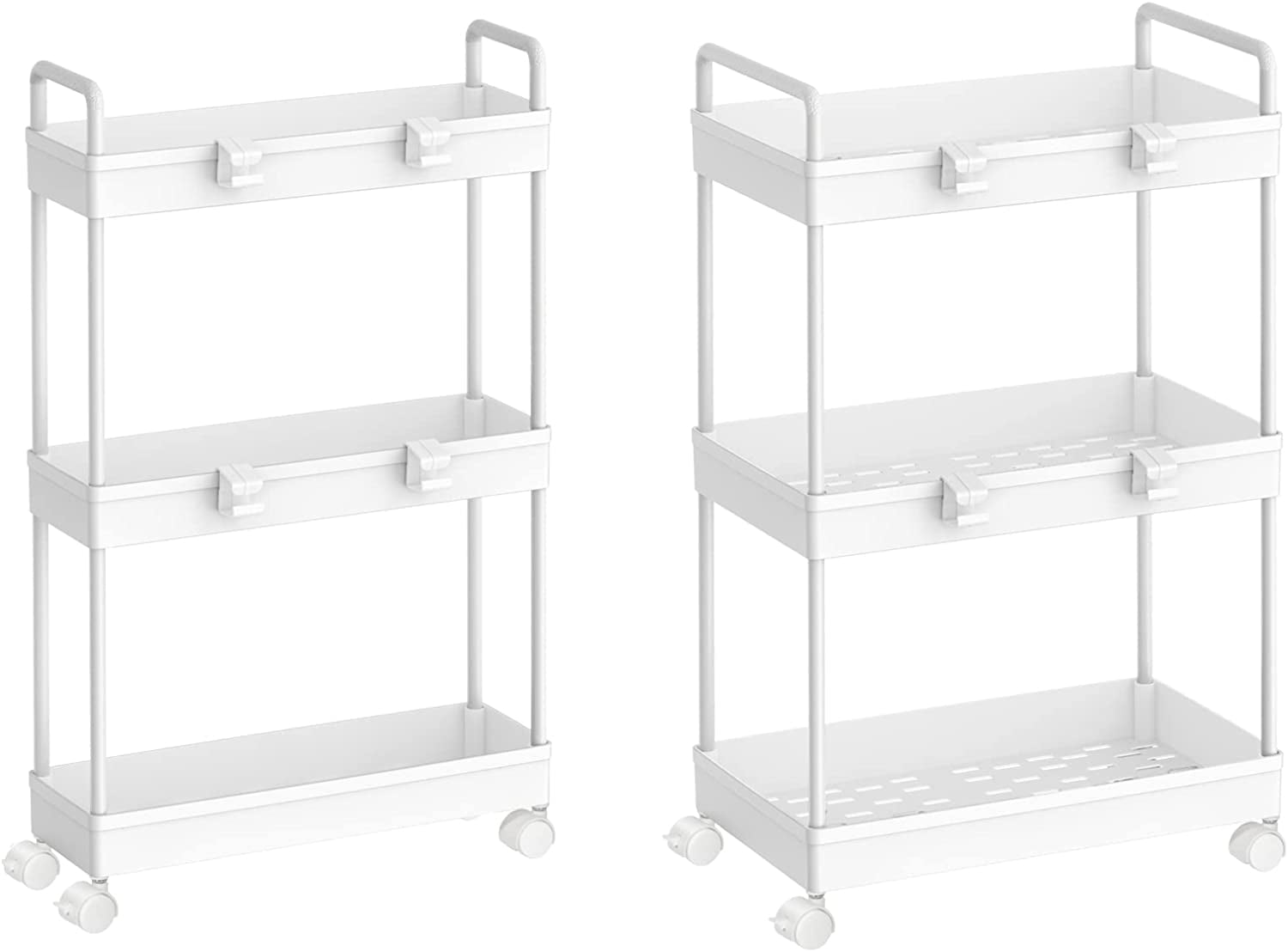 2 Pack 3 Tier Slim Storage Cart, Bathroom Organizer Laundry Room ...