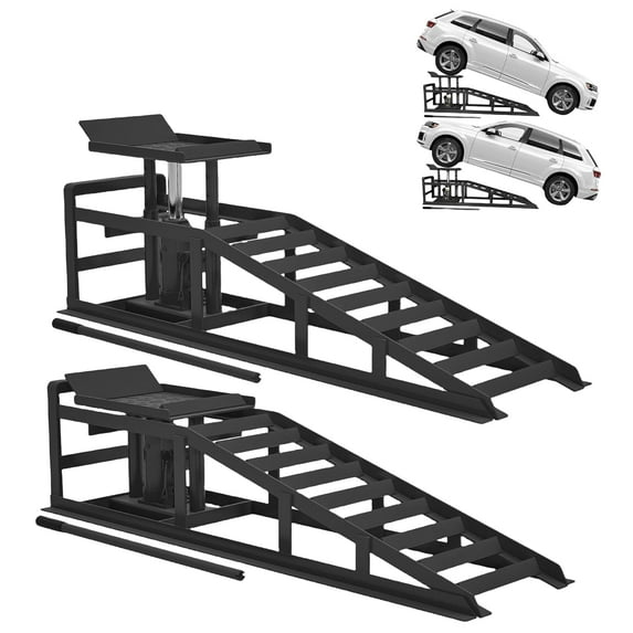 2-Pack 3-Ton Hydraulic Car Ramps, Professional Auto Lift System for ...