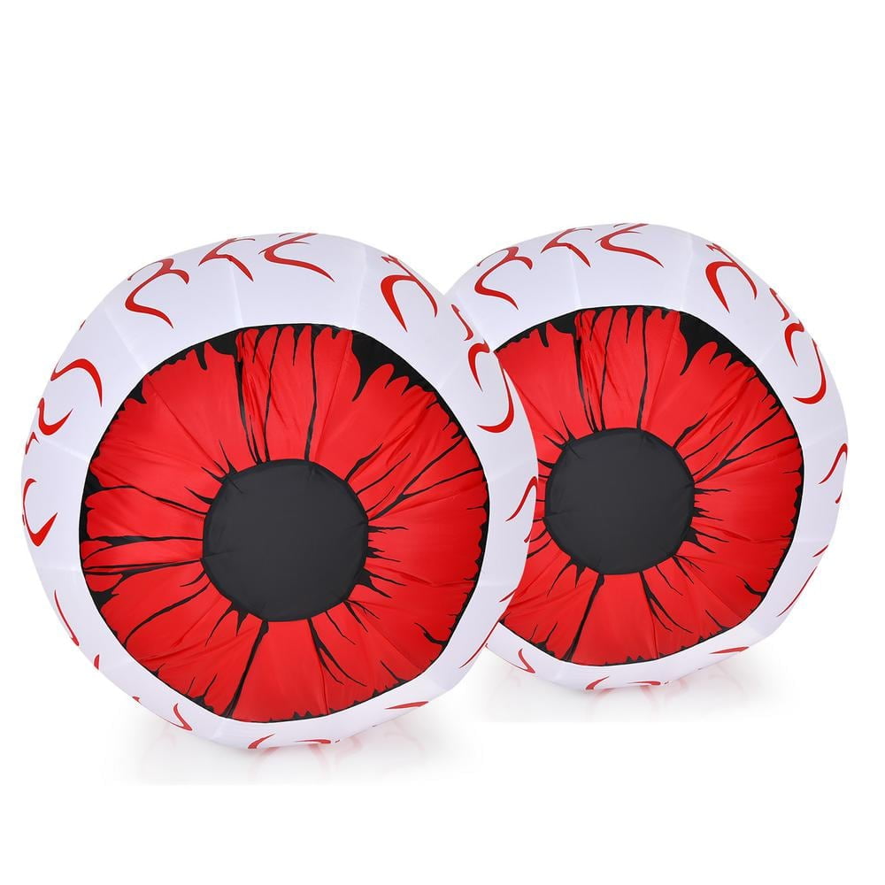 2-Pack 3 ft. Halloween Inflatable Eyeballs with Air Blower and Red LED ...