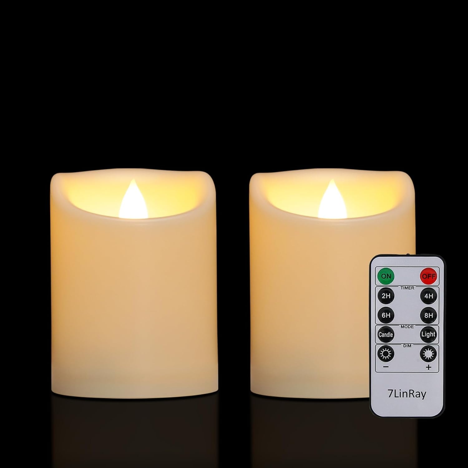 2 Pack 3" x 4" Outdoor Candles with Remote, Flickering Battery Operated ...