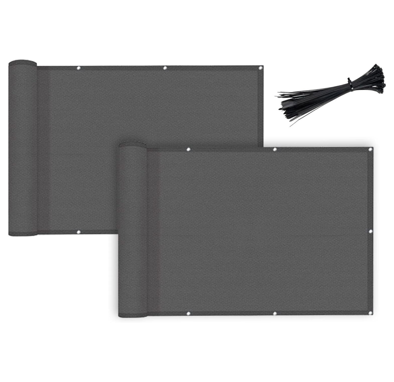 2 Pack 3'x16' Charcoal Balcony Screen Privacy Fence Cover -Mesh Privacy ...