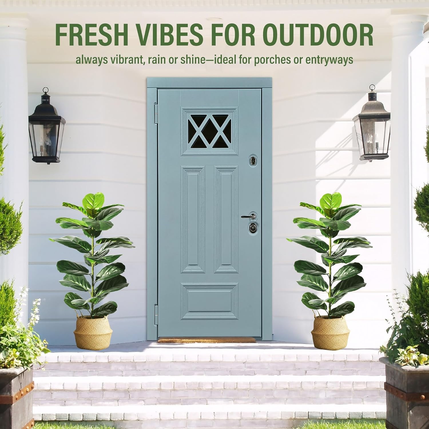 2 Pack 30" Faux Fiddle Leaf Fig Trees with Pots, Lifelike Artificial ...