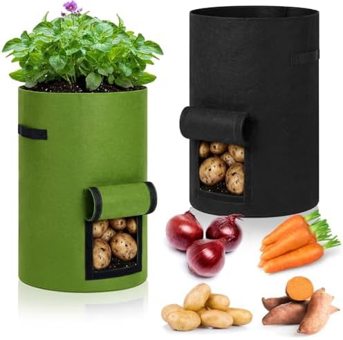 2 Pack 30 Gallon Potato Grow Bags with Harvest Window, Durable Garden ...