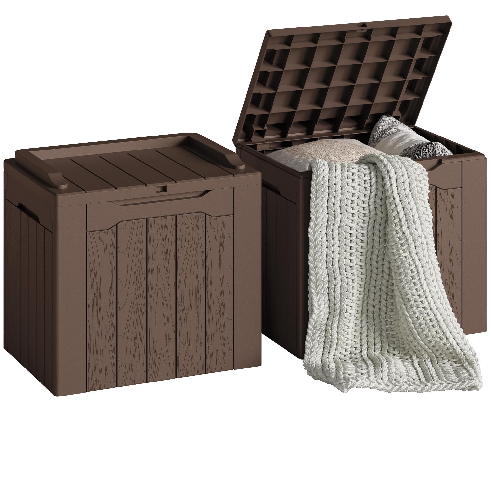 2 Pack 30 Gallon Resin Outdoor Storage Boxes, Waterproof Deck Boxes for ...