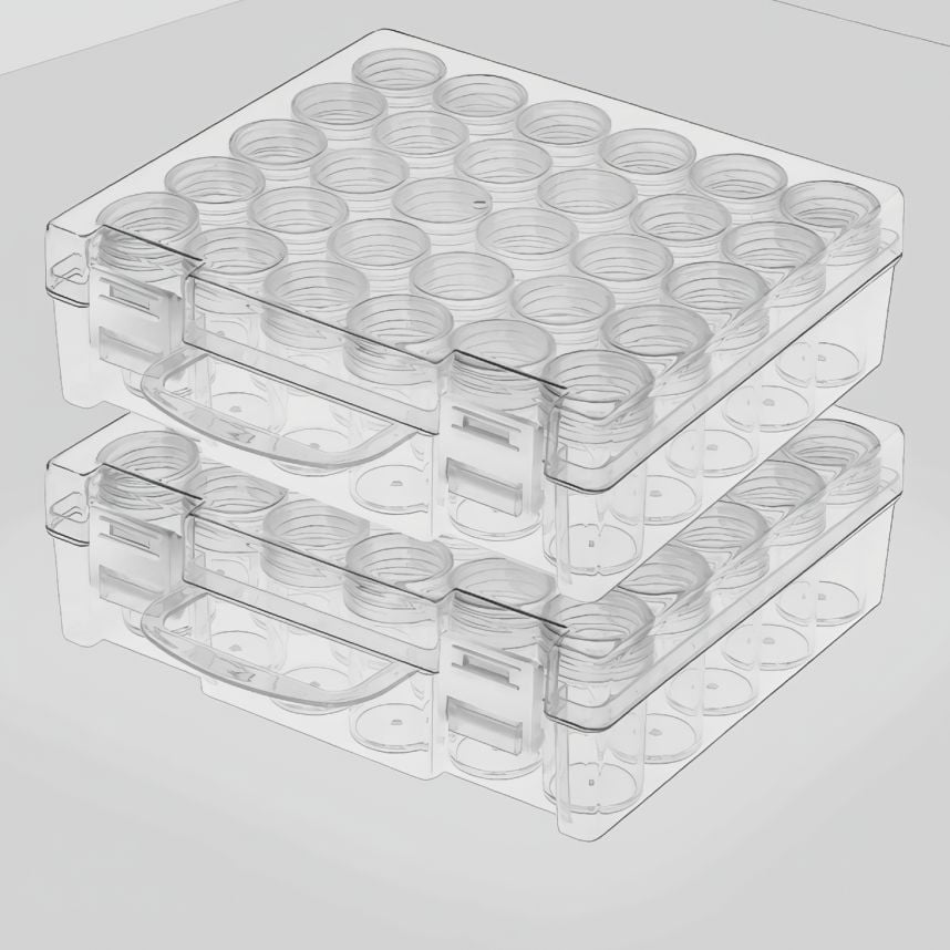 2 Pack 30 Grids Bead Storage Containers, Clear Small Bottle Organizer ...