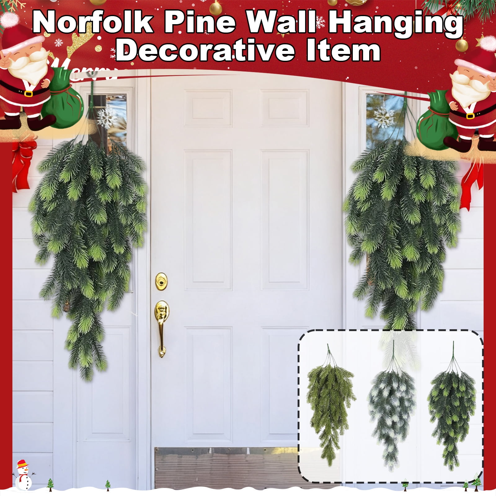 2-Pack 30-Inch Artificial Norfolk Pine Hanging Garland for Wall Decor ...