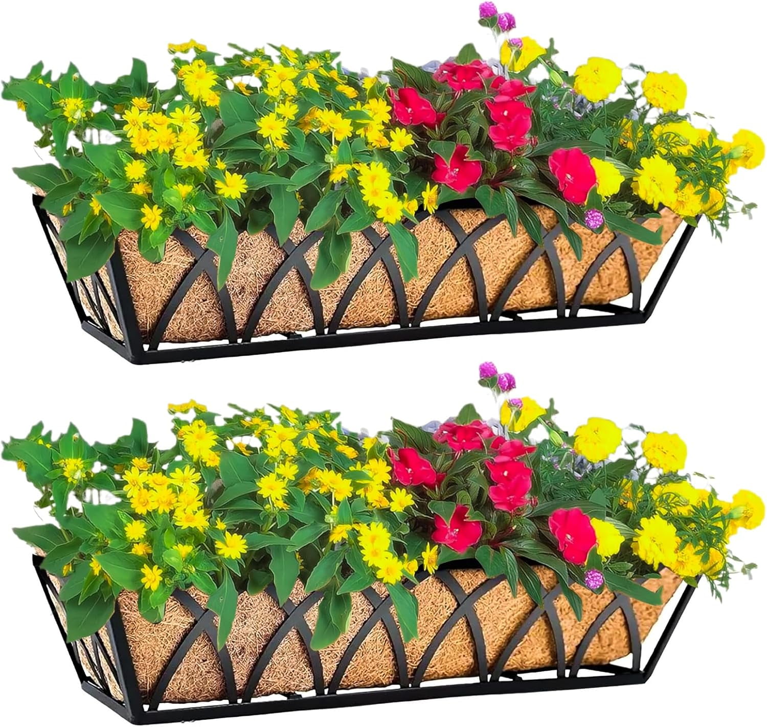 2 Pack 30 Inch Flat Railing Planter Window Box Horse Trough Planter ...