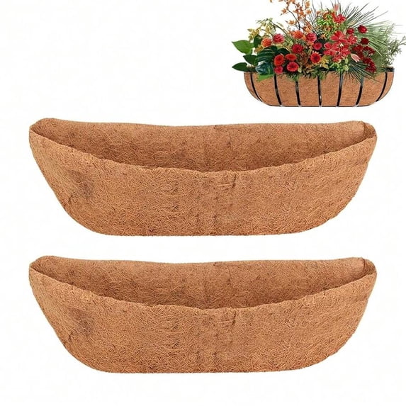 2 Pack 30 Inch Trough Coco Liner For Planters, Pre-Formed Coconut Coir ...