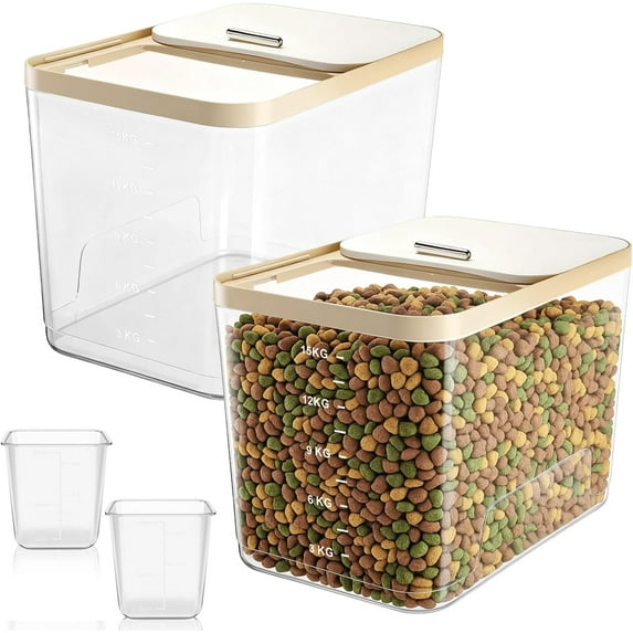 2 Pack 30 Lbs Airtight Dog Food Storage Container with 2 Scoops, Clear ...