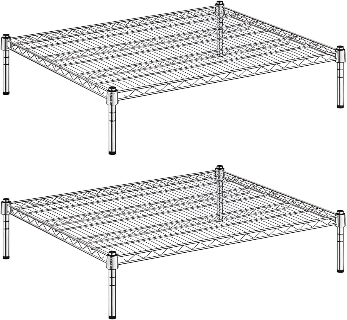 2-Pack 30" x 36" x 8" Chrome Wire Dunnage Rack, Heavy Duty Storage ...