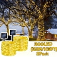 2 Pack 300 LED Solar String Lights Outdoor, 8 Modes, IP44 Waterproof ...