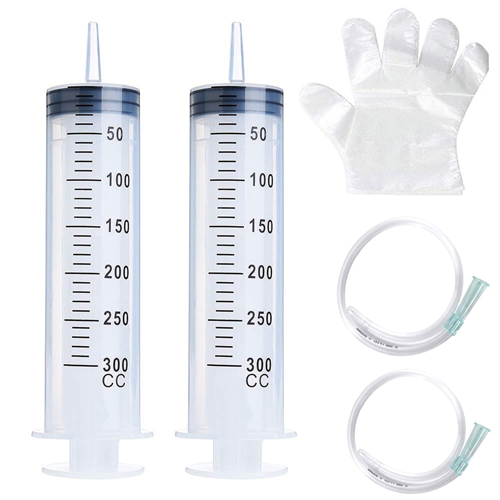 2 Pack 300ml Large Syringes With 2 Tubes And 100Pcs Disposable Plastic ...