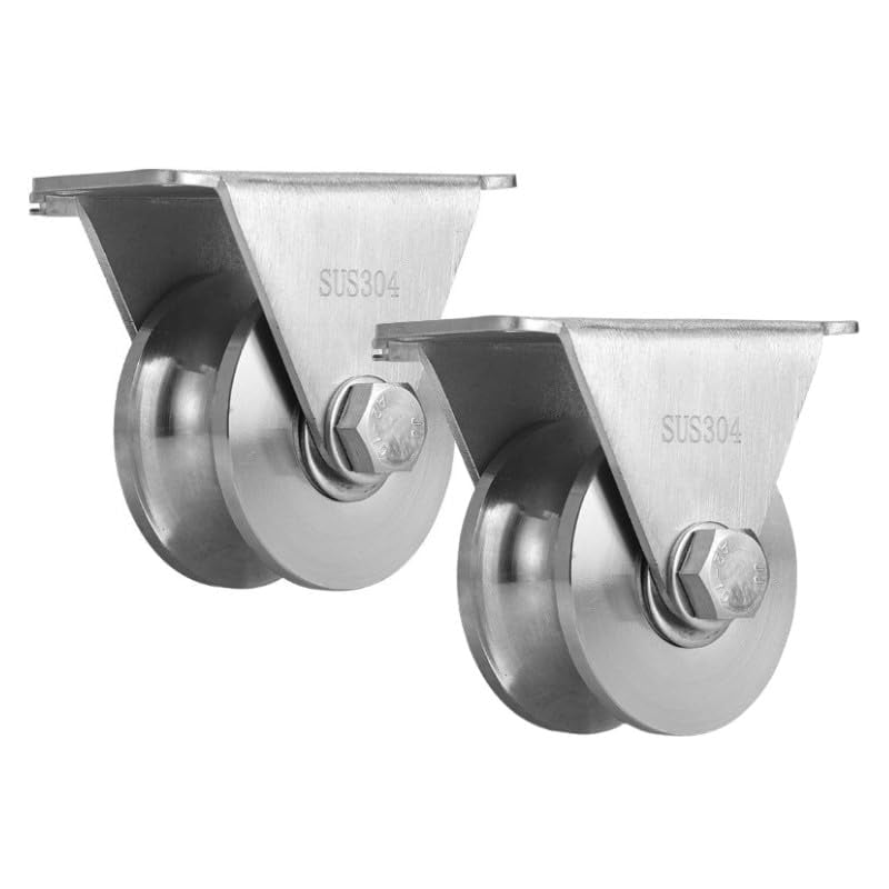 2-Pack 304 Stainless Steel 2.5 Inch Track Rollers, V Groove Sliding ...