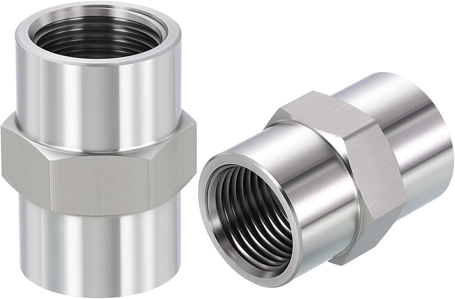 2 Pack 304 Stainless Steel FeMale to Adapter, 1/2" NPT x Coupling ...