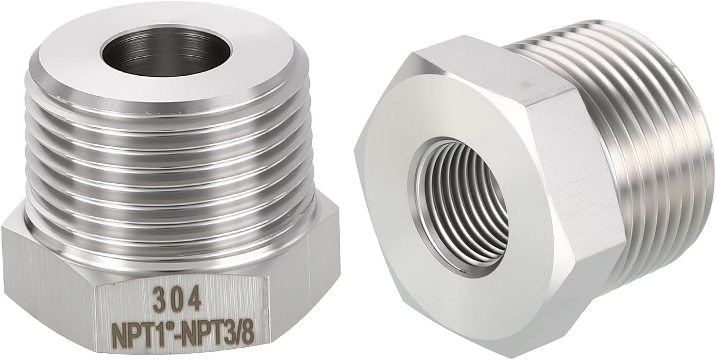 2 Pack 304 Stainless Steel Male to FeMale Adapter, 1" NPT x 3/8" Hex ...