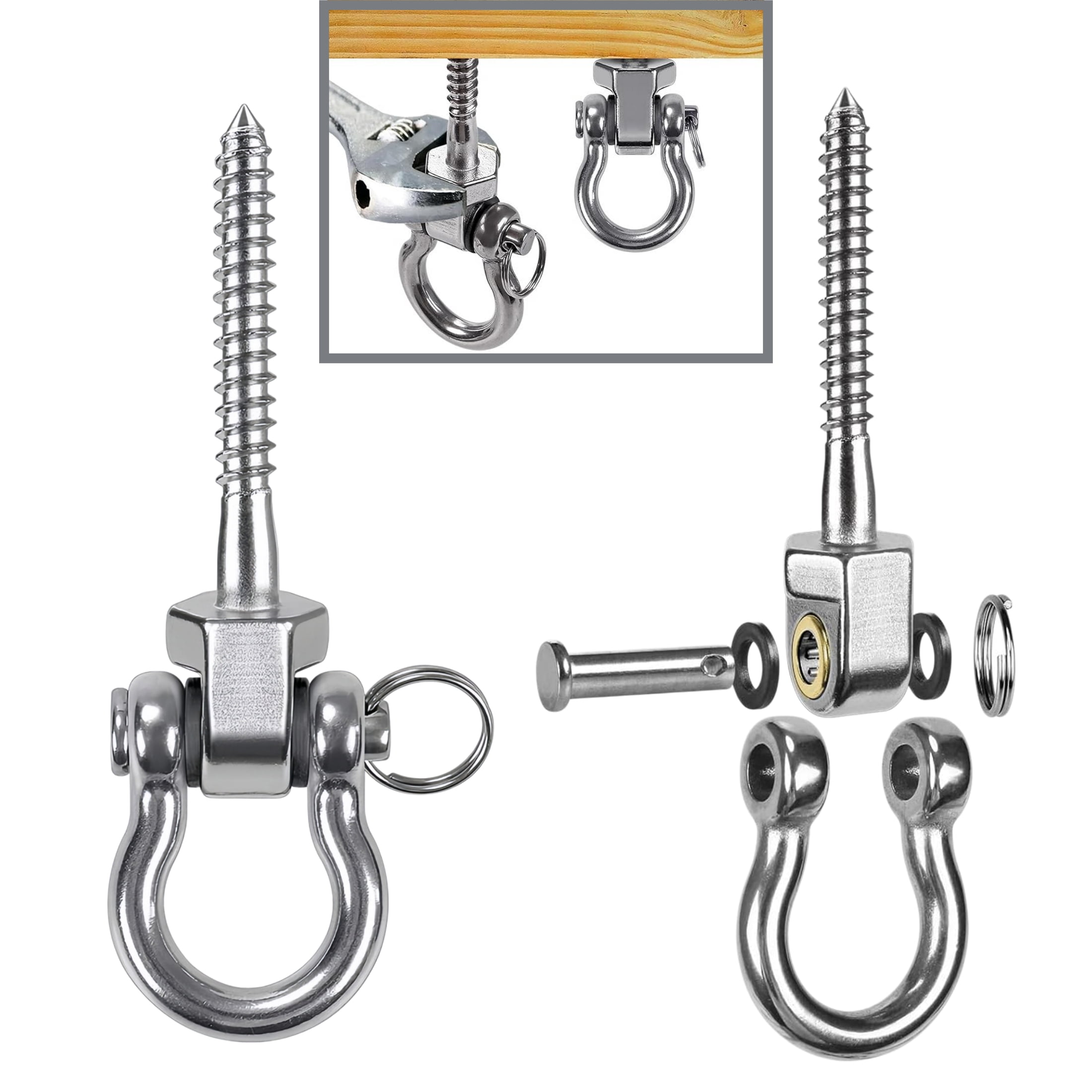 2 Pack 304 Stainless Steel Screw Bracket with Bearings, Heavy Duty ...