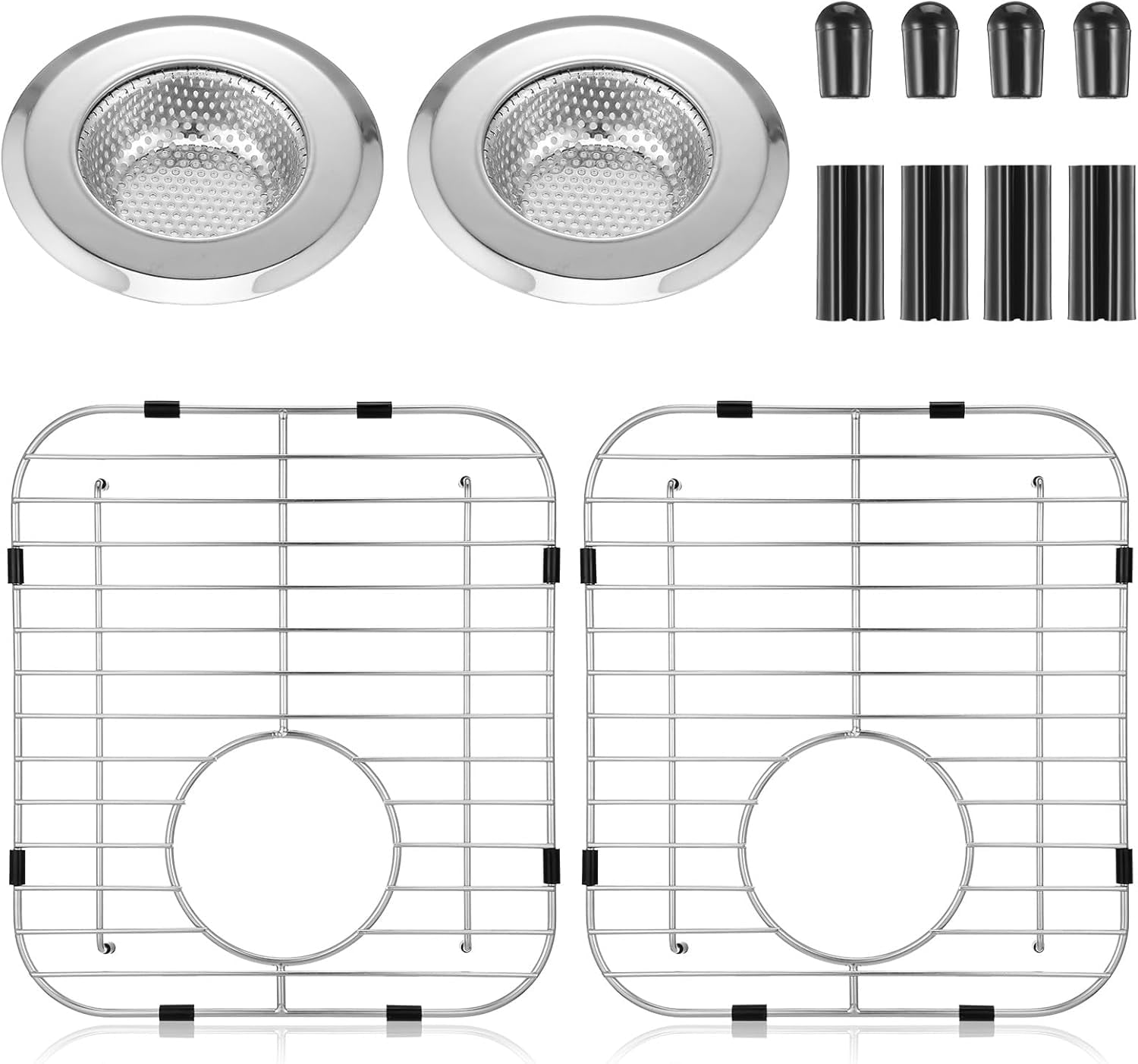 2 Pack 304 Stainless Steel Sink Protectors for Kitchen Sink with Rear ...