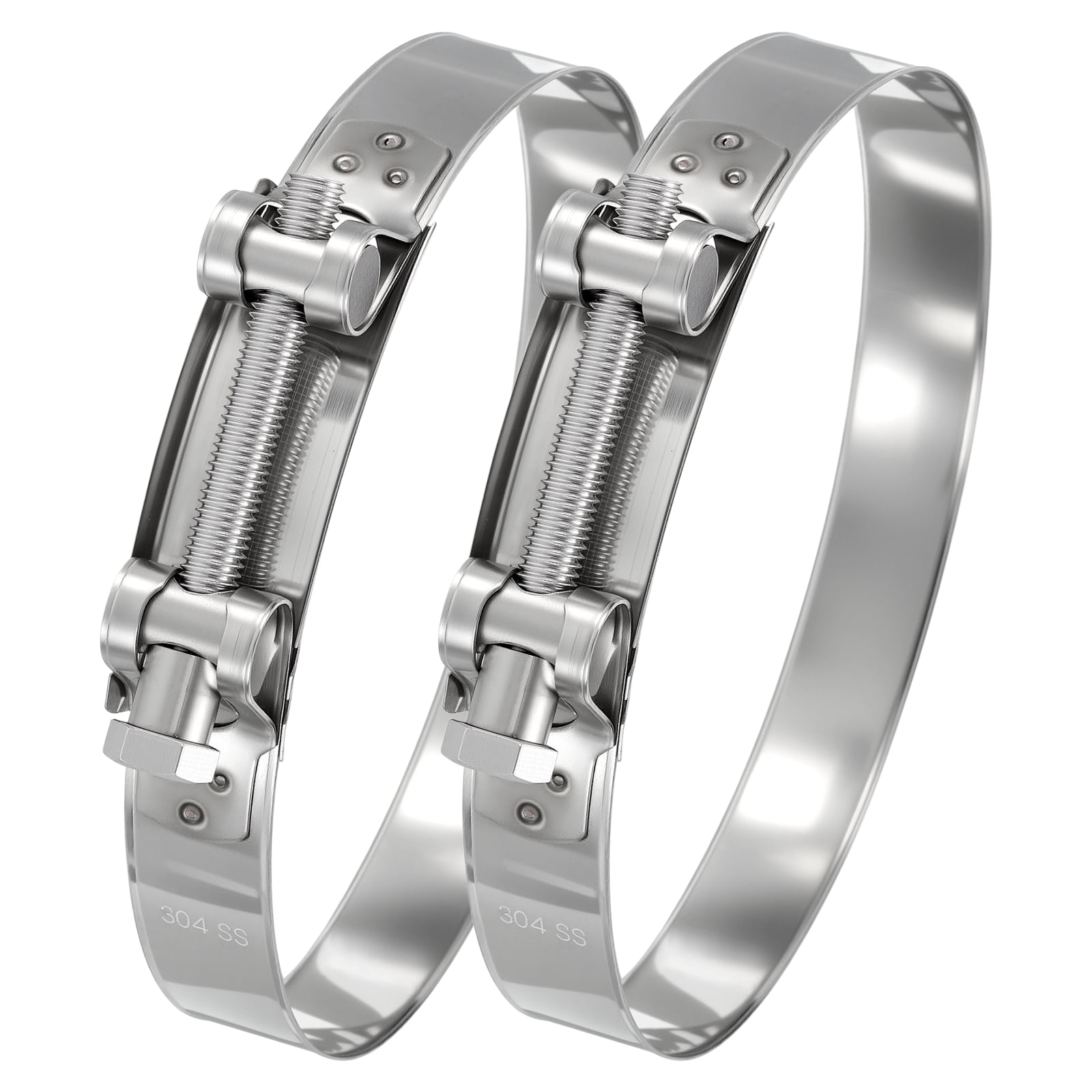 2 Pack 304 Stainless Steel T-Bolt Hose Clamps, Working Range 6.4" to 6. ...