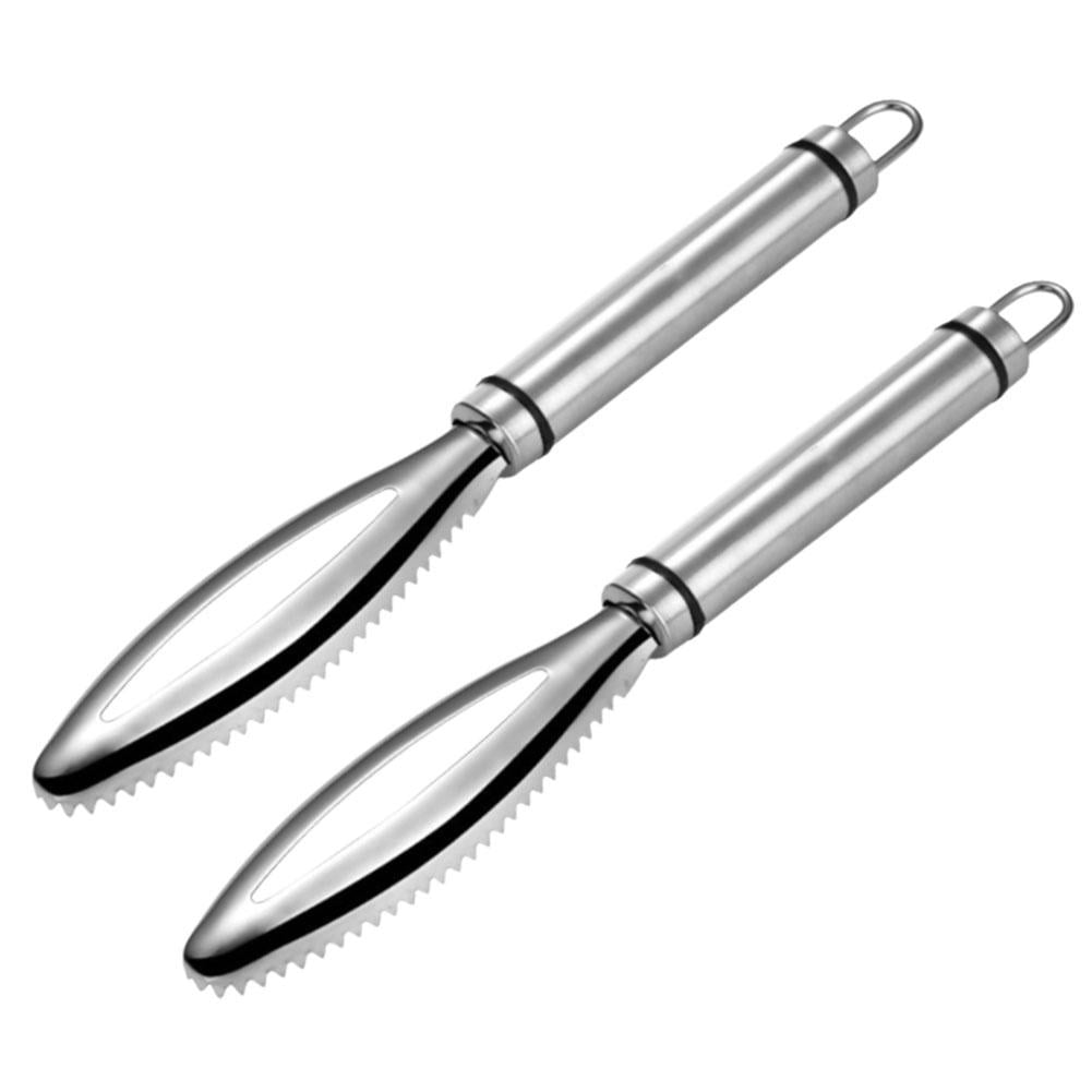 2-Pack 304 Steel Handle Fish Scaler 304 Thick Stainless Steel Fish ...