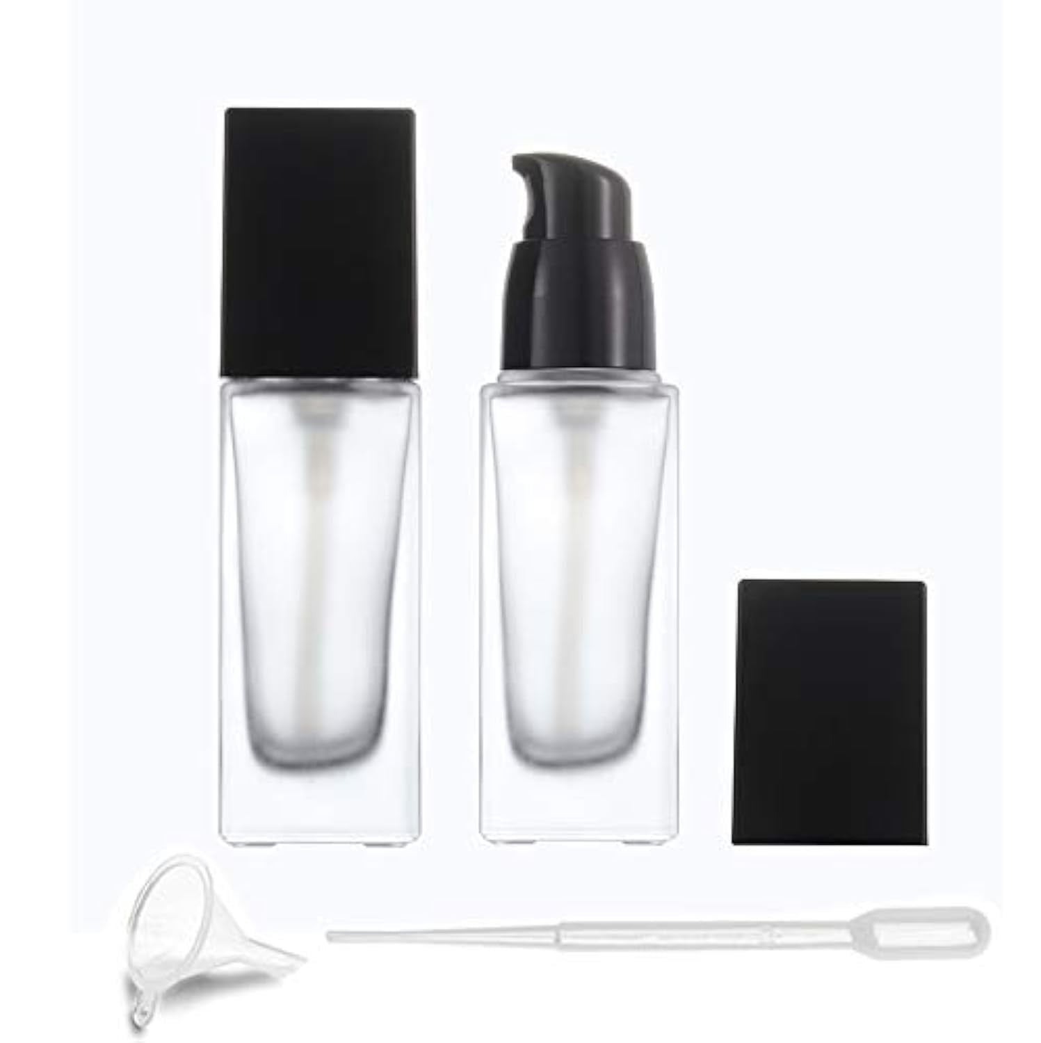 2 Pack 30ml/1 Oz Frosted Glass Foundation Bottle,Empty Refillable ...