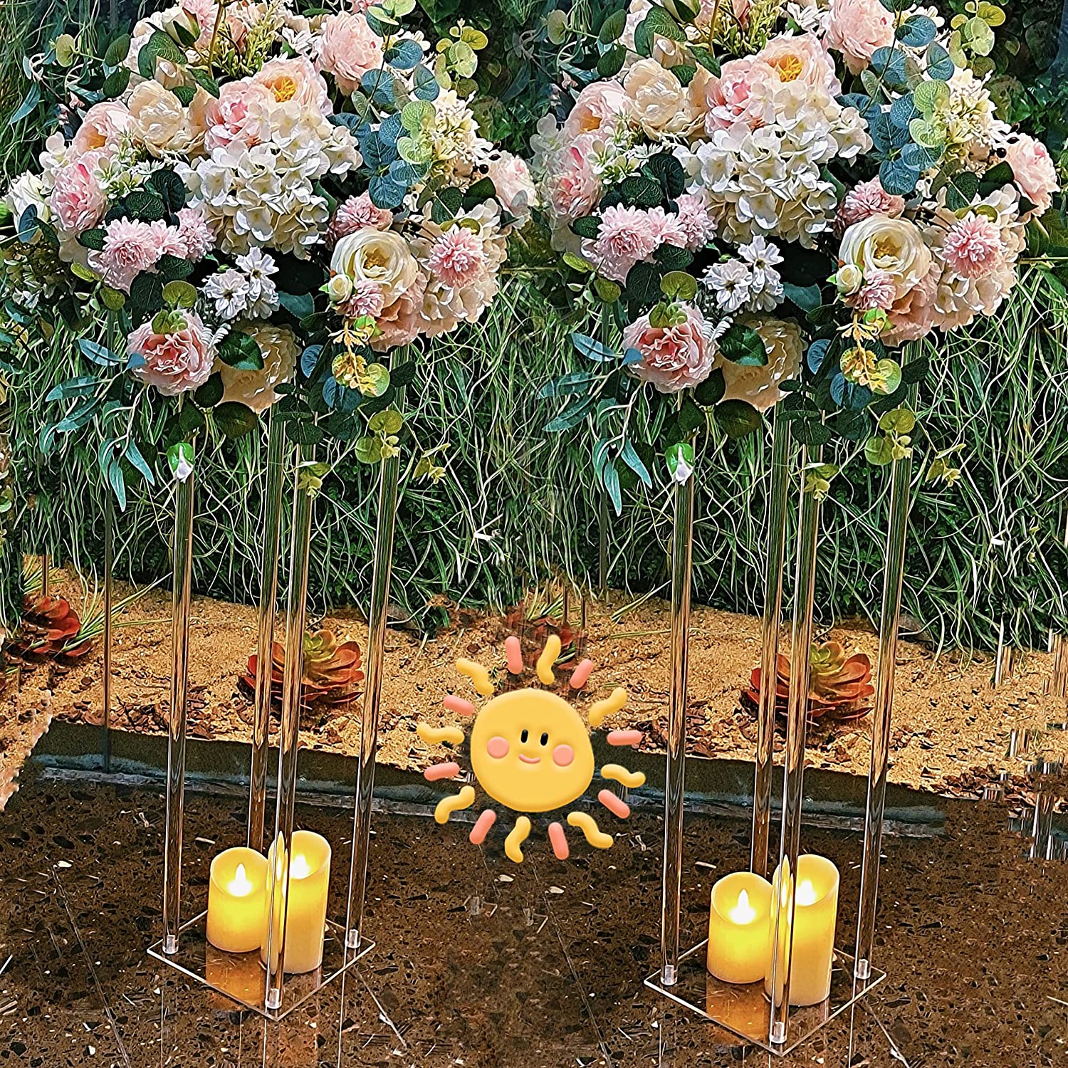 2 Pack-31.5"Clear Acrylic Flower Stand for Wedding Decoration Table ...