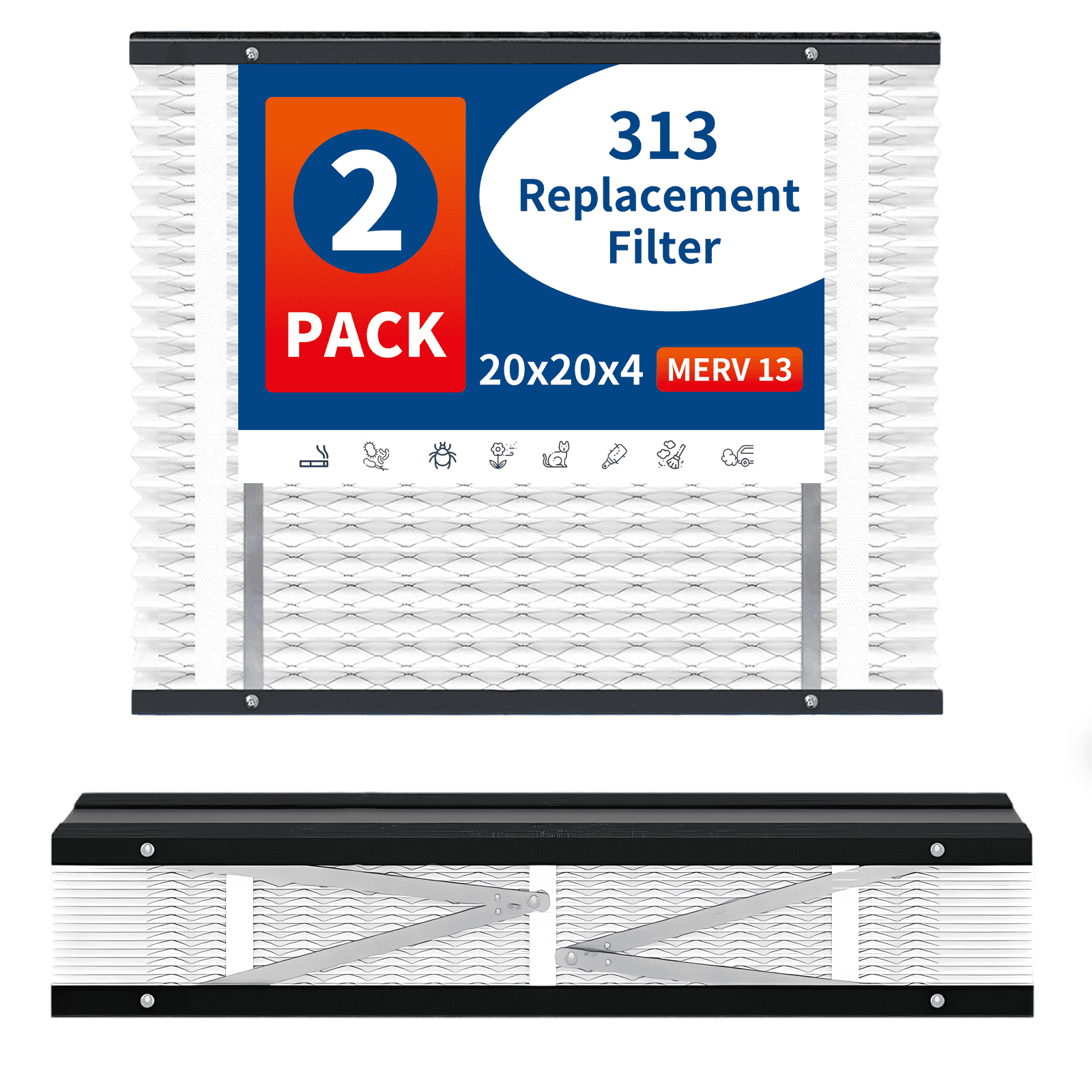 2-Pack 313 air filter replacement Compatible with aprilaire 313 ...