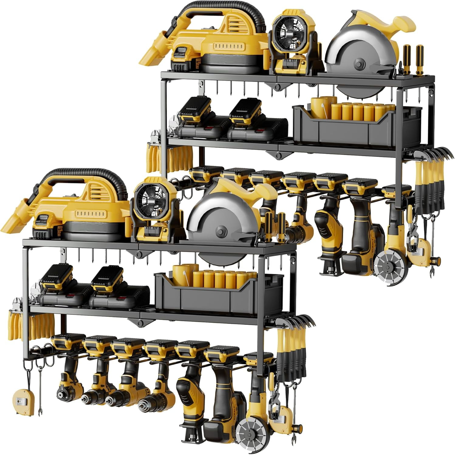 2 Pack 32 Drill Holders Large Power Tool Organizer Wall Mount, 3 Layer ...