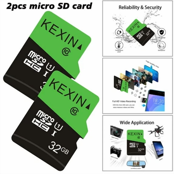 2 Pack 32 Gb Micro Sd Card Memory Tf Card Sdhc Class10 Phone/Camera ...