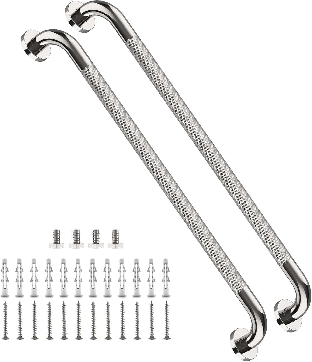 2 Pack 32 Inch Anti-Slip Shower Grab Bar Handles, Chrome Stainless ...