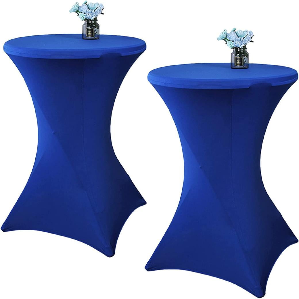 2 Pack 32x43 Inch Royal Blue Cocktail Tablecloth Spandex Round Fitted ...