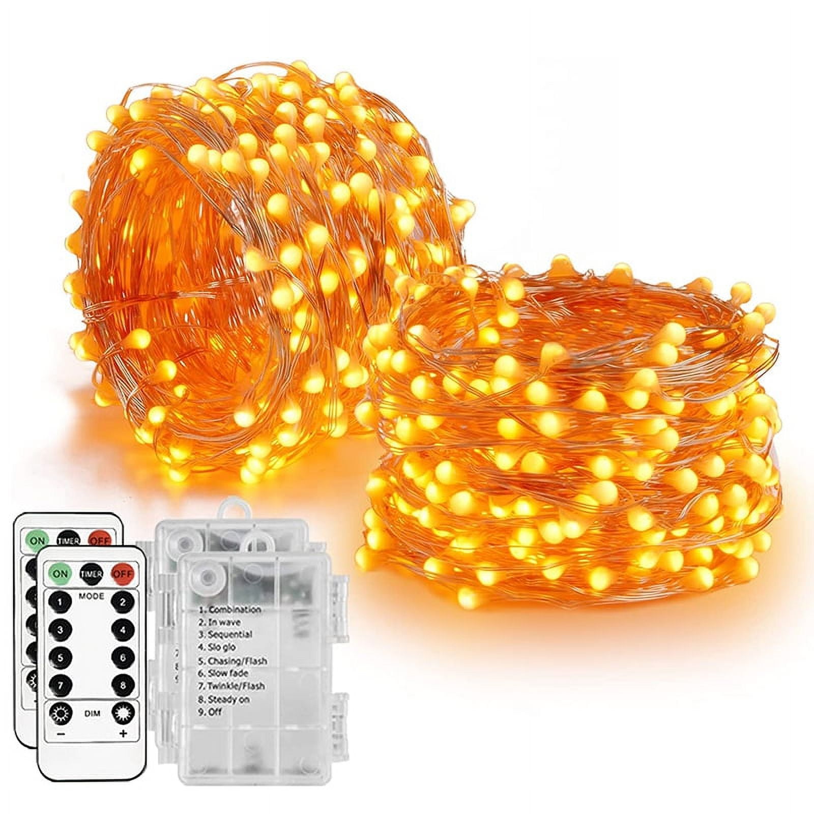 2 Pack 33 Ft 100 LED Christmas Fairy Lights, String Lights with Remote ...