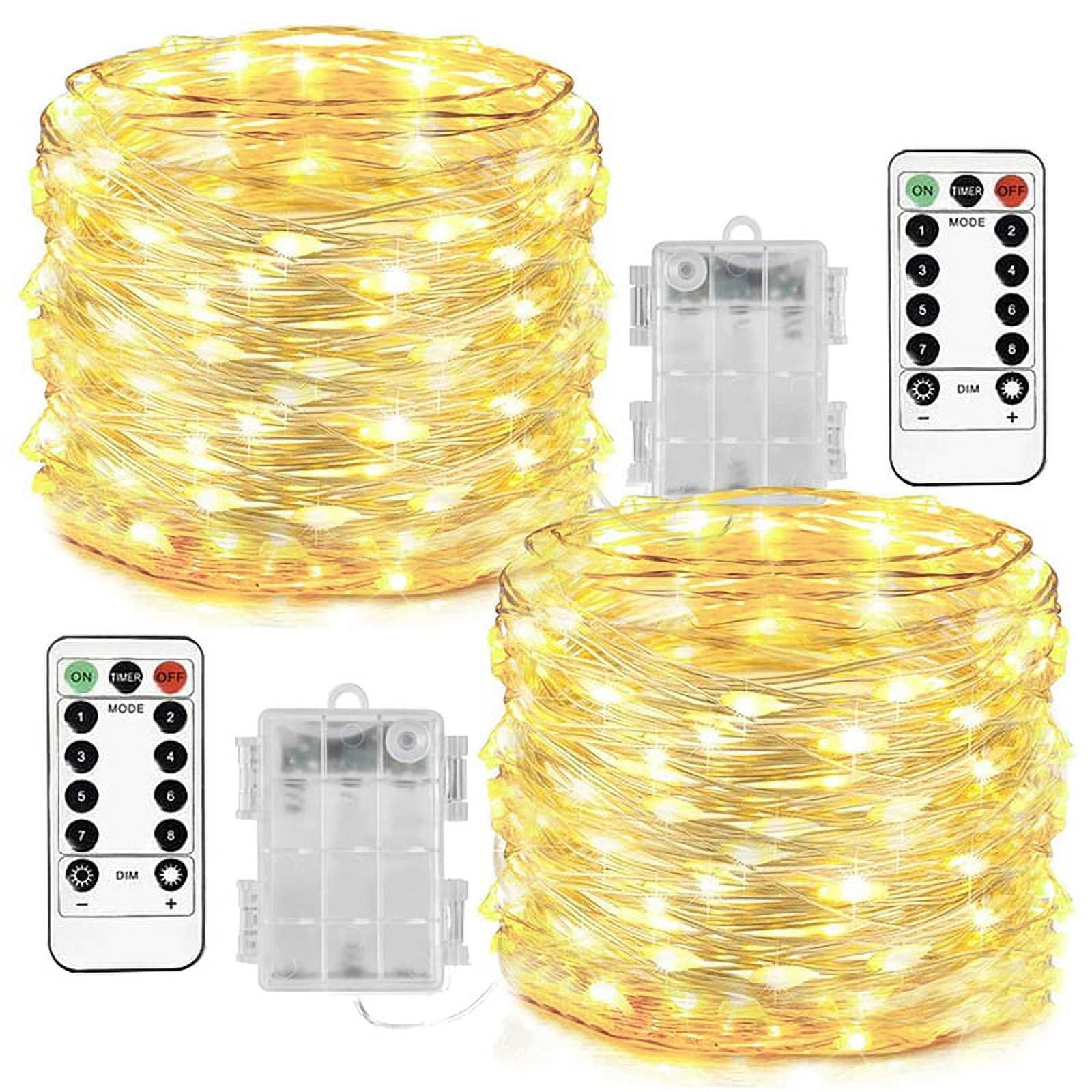 2 Pack 33 Ft 100 LED Christmas Fairy Lights, String Lights with Remote ...