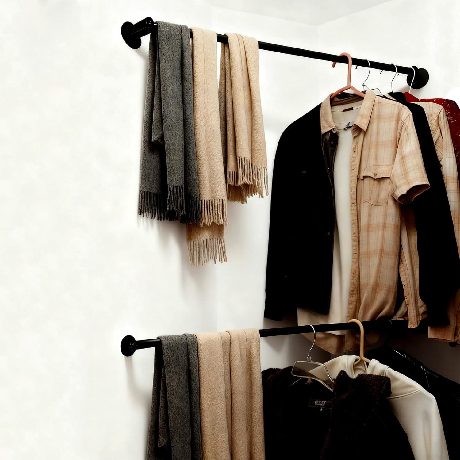 2 Pack 34 Inch Corner Garment Rod, Wardrobe Assistant Corner Angle ...