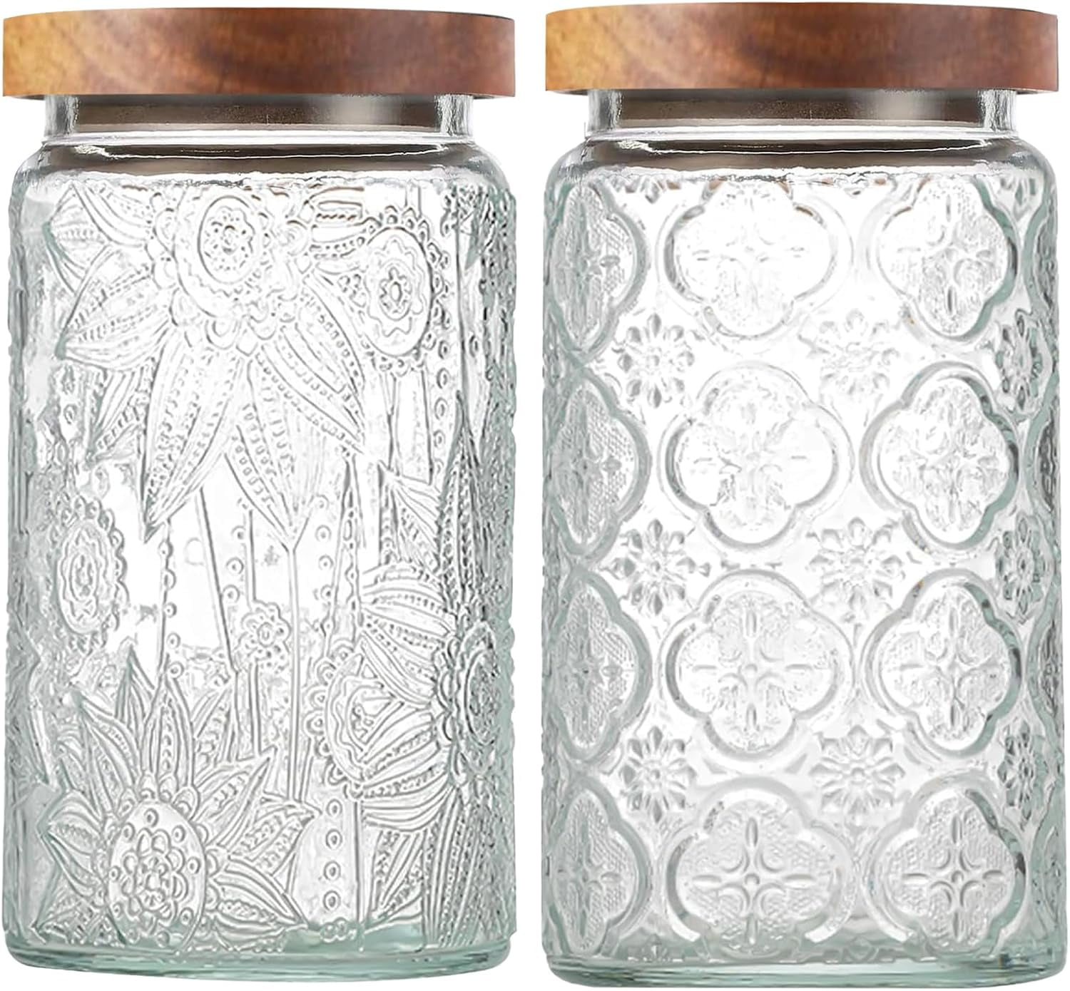 2-Pack 34 OZ Vintage Glass Jar with Lid, Airtight Food Storage ...